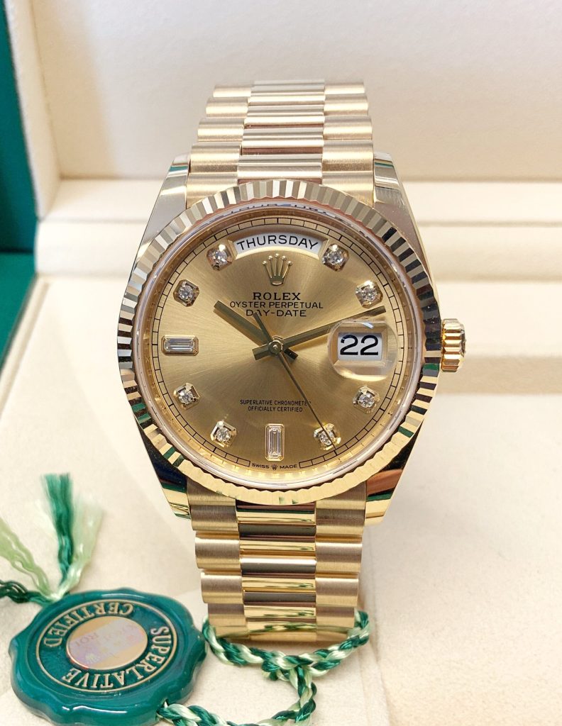 rolex replica day-date 128238 yellow gold diamond dial 3255 clone ...